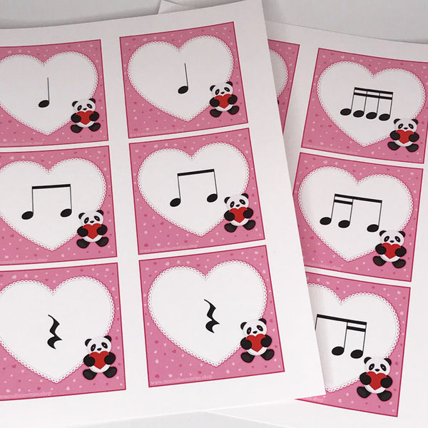 Valentine Heart Rhythms, a printable teaching aid from Music Discoveries
