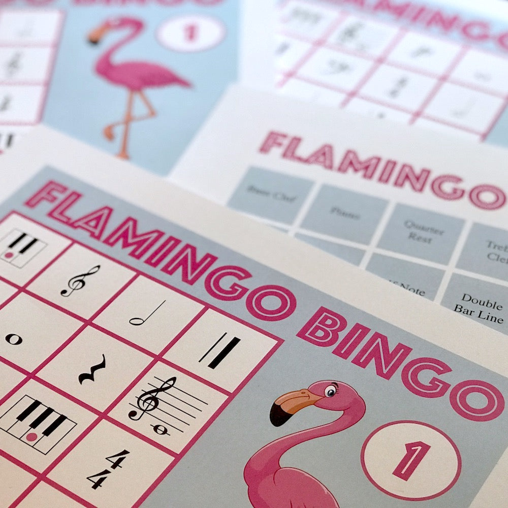 Flamingo Bingo, a fun printable game from Music Discoveries