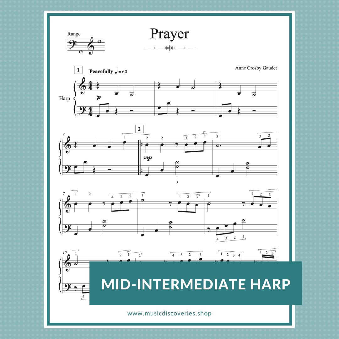 Prayer, late elementary harp solo by Anne Crosby Gaudet – Music Discoveries