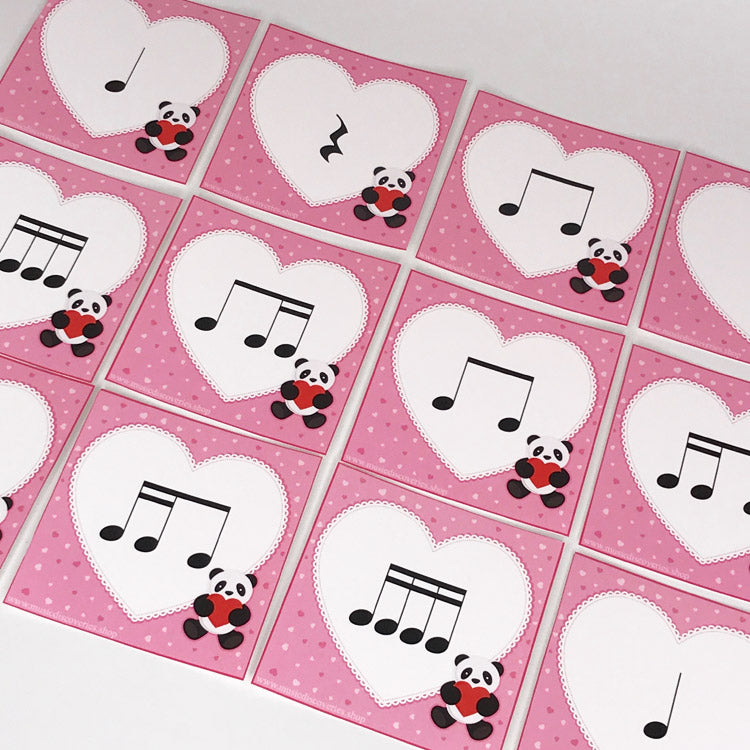 Valentine Heart Rhythms, a printable teaching aid from Music Discoveries